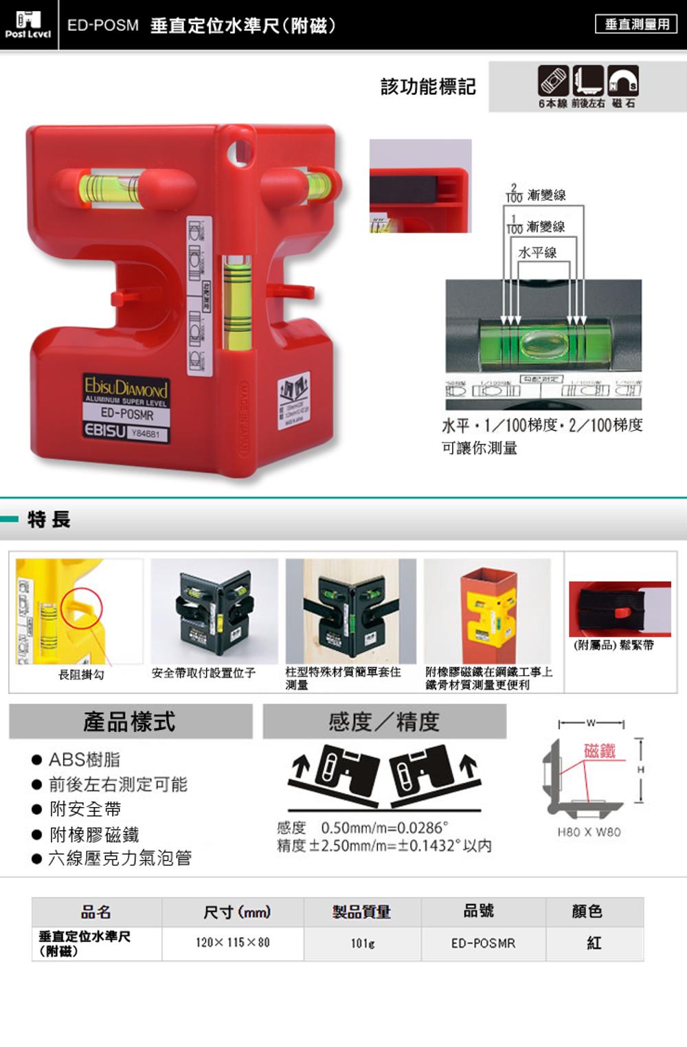 EBISU 垂直定位水平尺(附磁) ED-POSMR - PChome 24h購物